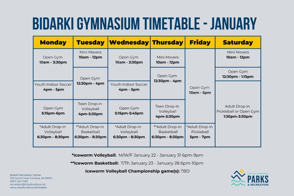 Bidarki Recreation Center - City of Cordova, Alaska