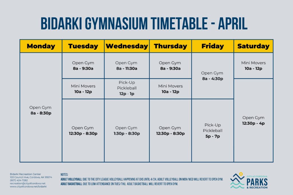 Bidarki Recreation Center - City of Cordova, Alaska